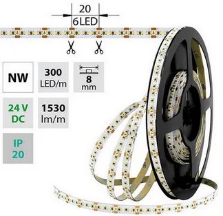 LED pásek McLED 24V neutrální bílá š=8mm IP20 18W/m 300LED/m SMD2216 ML-126.737.60.0