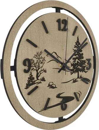 Dřevěné nástěnné hodiny s motivem lesa - moderní design | SENTOP HDF0607-čiene-ruky