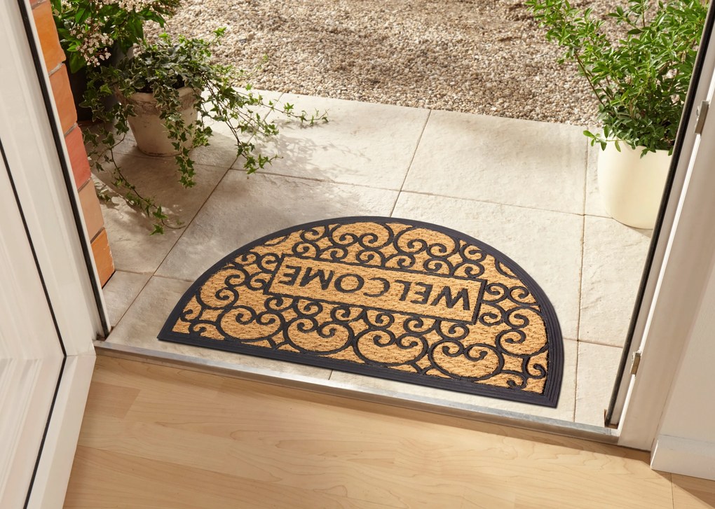 Hanse Home, Rohožka Mix Mats Cocos 105557 - na ven i na doma, 45x75 půlkruh, hnědá, chodba / předsíň