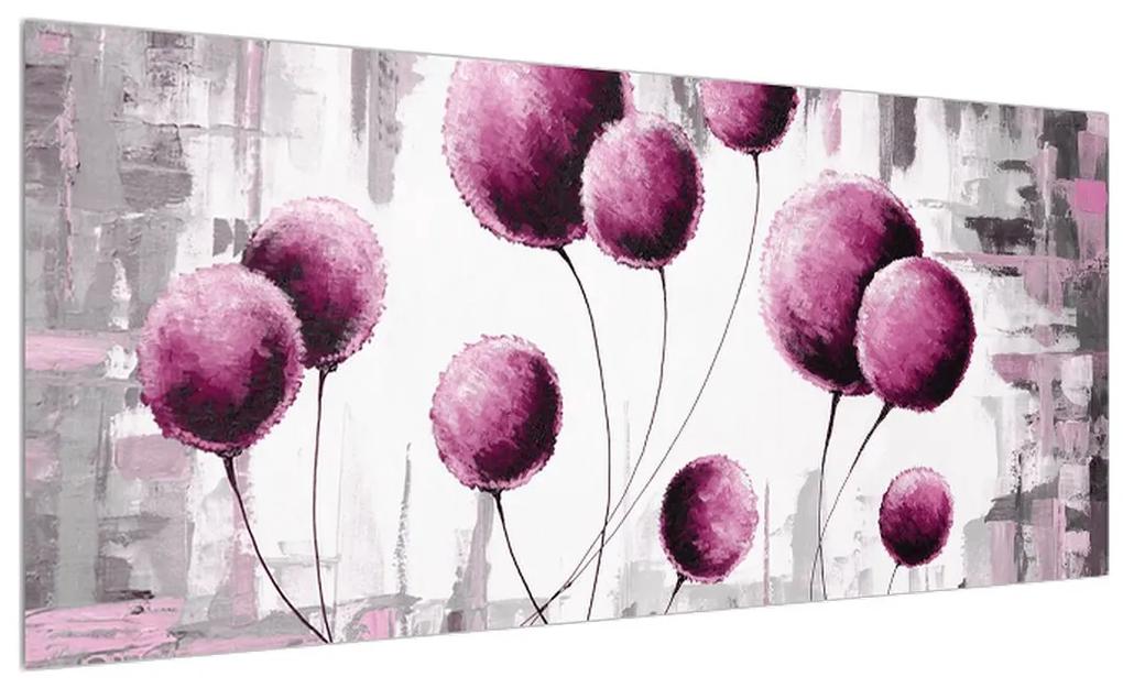Abstraktní obraz - růžové balónky (100x40 cm)