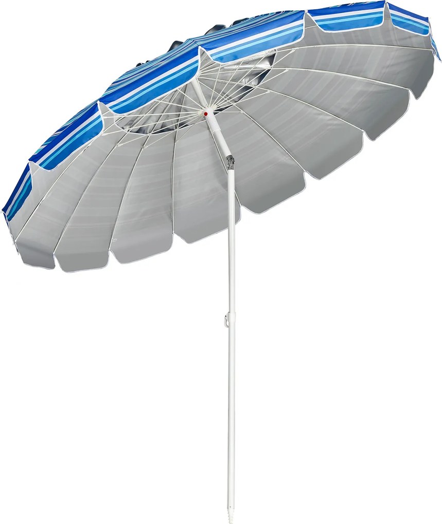 Costway 243 cm plážový slunečník hliníkový sklopný - tmavě, tmavě modrá