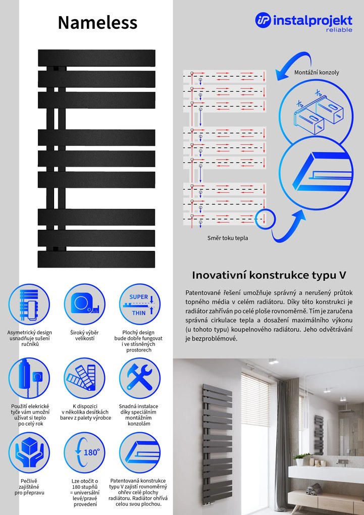 Hopa NAMELESS 500 x 1186 mm RADNAM501235 koupelnový radiátor