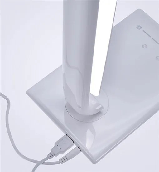 Ihned - LED stolní lampička stmívatelná USB, 12W, volba teploty světla, bílý lesk