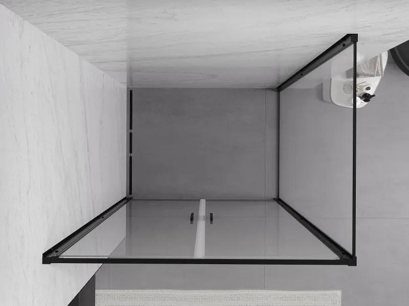 Mexen Exo, výklopná sprchová kabina, dveře 120 cm + boční stěna 90 cm, transparentní sklo, černá, 814-120-090-70-00