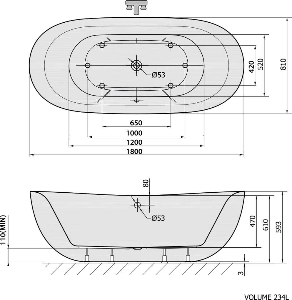 Polysan Zasu 180x81x58 cm vana volně stojící 69611