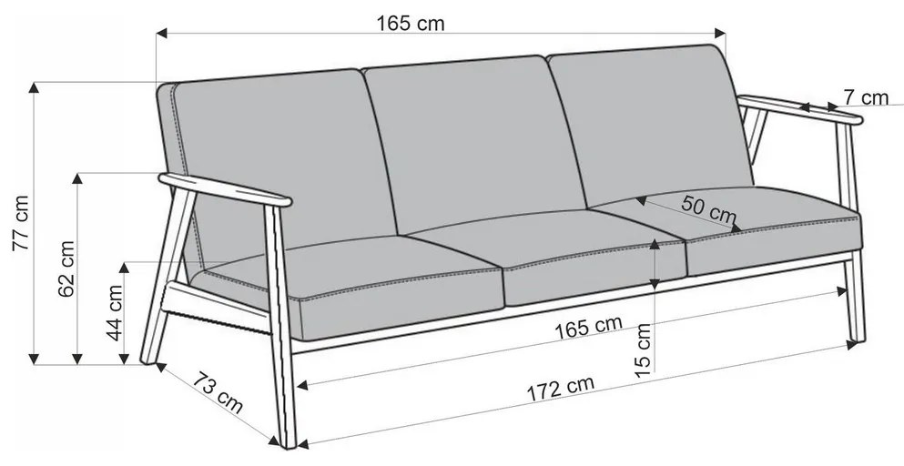 Pohovka Tanti, trojsedák, krémová
