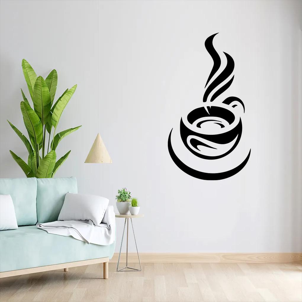 Živá Zeď Samolepka na zeď Ranní šálek kávy Barva: černá