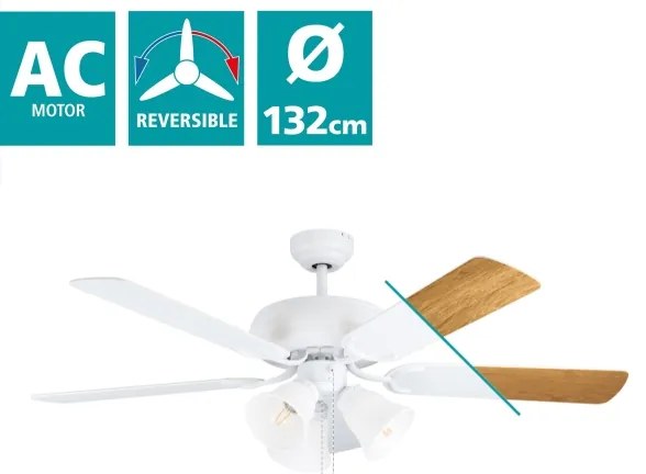 Eglo 35076 - Stropní ventilátor LAS PALMAS 3xE27/40W/230V bílá