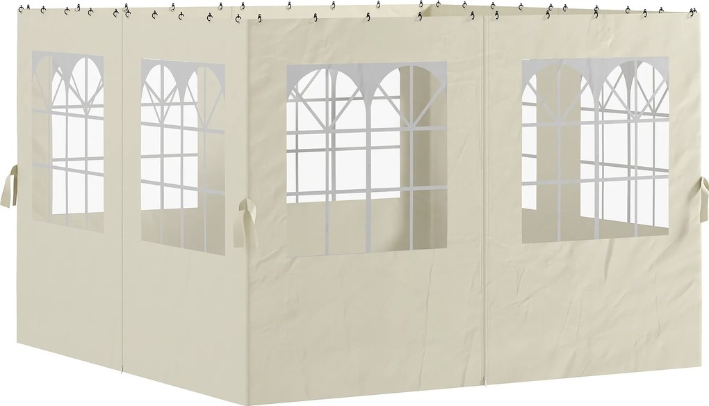 Boční stěny pavilonu, 4 boční stěnové panely pro zahradní pavilon, se zipem, 3 x 3 m pavilonu, krémově bílé barvy