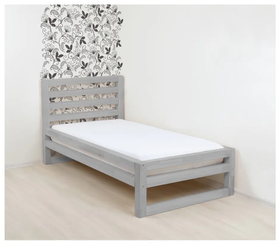 Šedá dřevěná jednolůžková postel Benlemi DeLuxe, 200 x 120 cm