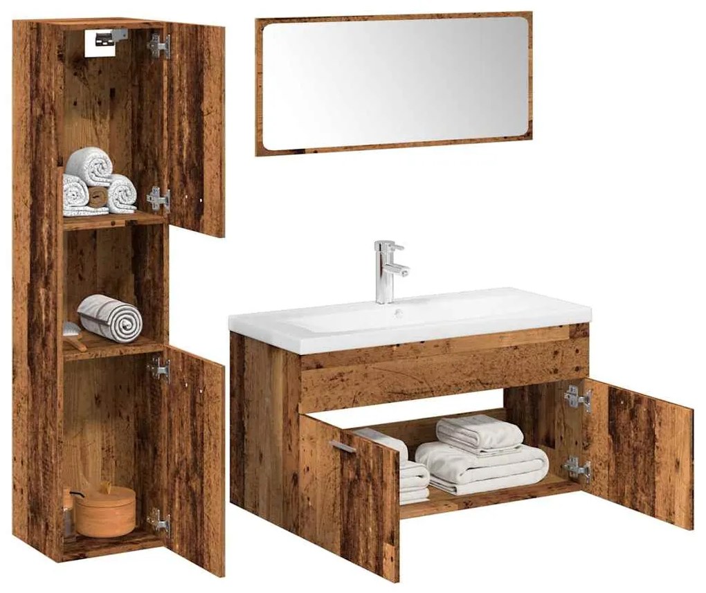 5dílná koupelnová sestava old wood kompozitní dřevo 3328603
