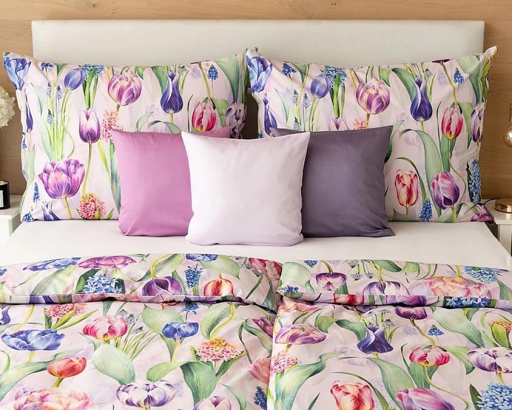 Matějovský Povlečení TULIPA, tulipány, fialové, bavlna hladká digitál, 140x220cm + 70x90cm