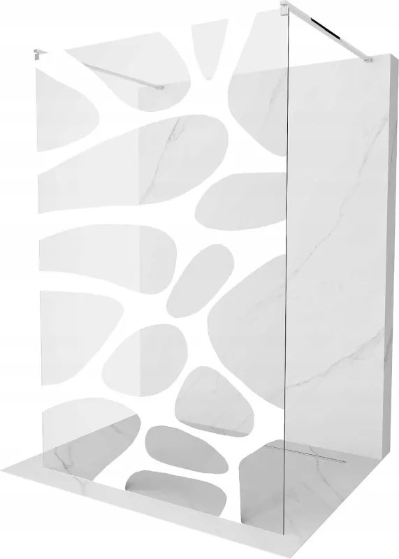 Mexen Kioto, průchozí sprchová zástěna 100 x 200 cm, 8mm sklo čiré/bílý vzor, 2x chromová stabilizační rozpěra, 800-100-002-01-97