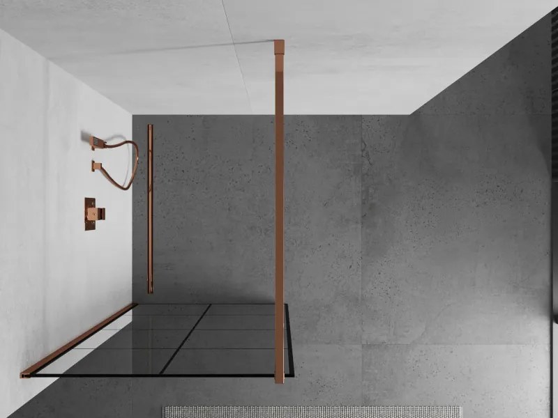 Mexen Kioto sprchová zástěna 70x200 cm 8 mm, profil růžové zlato, sklo černý vzor 1, 800-070-101-60-77