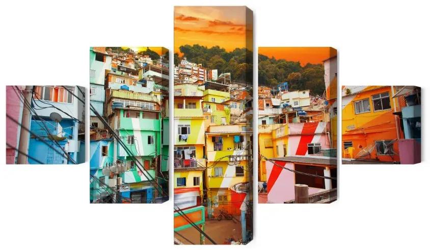 Vícedílný obraz Centrum Města Rio De Janeiro A Barevná Favela Nedostatek Nedostatek Přírodní plátno 150x90
