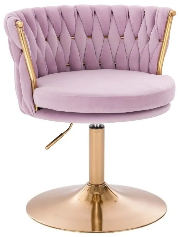 LuxuryForm DESIGN Otočná židle LYON VELUR na zlatém talíři - levandule