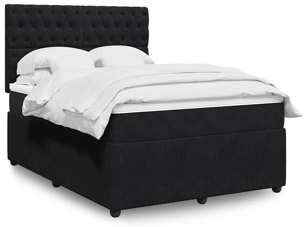 Box spring postel s matrací černá 160x200 cm samet 3294690