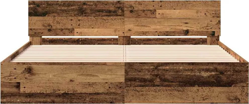 Rám postele s čelem s čelo Staré dřevo 203 x 185 x 70 cm 3378499