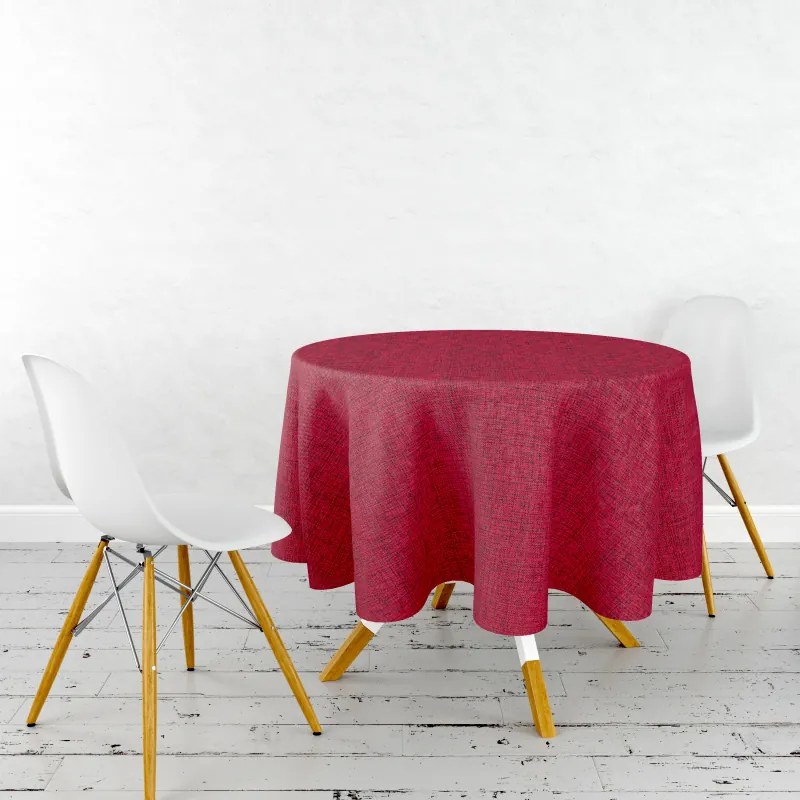 Ubrus PVC kulatý M-050F - Tkaná elegance vínová (různé velikosti)