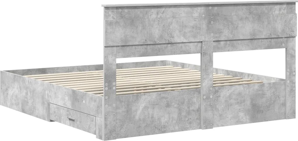 Rám postele s čelo Betonově šedá 200 x 200 cm Kompozitní dřevo 3409955