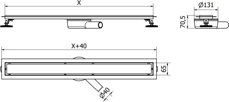 Mexen Flat 360° M15 otočný lineární odtok 50 cm, černý - 1724050-40