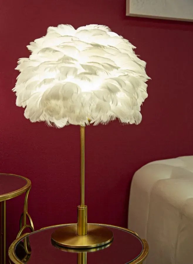 Stolní lampa Ball Feather 50 cm bílo-zlatá