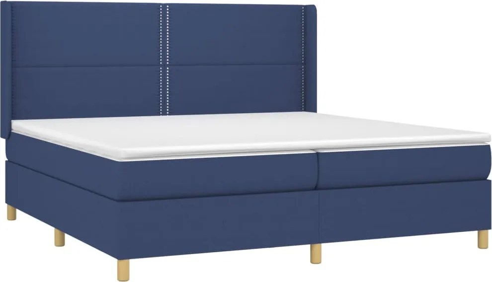 Box spring postel s matrací a LED modrá 200x200 cm textil 3138827