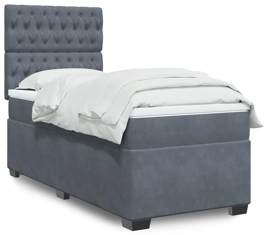 Box spring postel s matrací tmavě šedá 80 x 200 cm samet 3293069