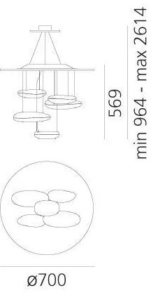 Artemide 1477110A - LED Stmívatelný lustr na lanku MERCURY LED/29W/230V 3000K