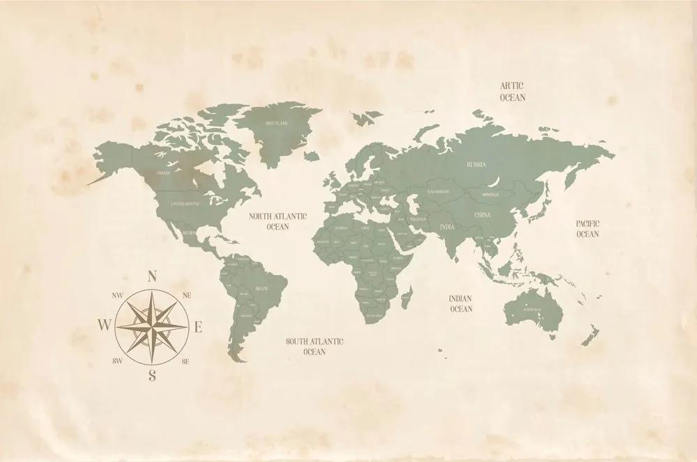 Tapeta decentní mapa světa - 225x150 cm