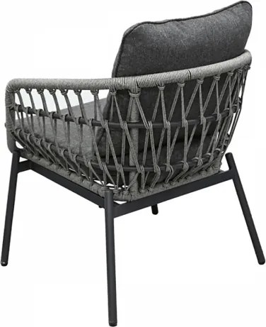Zahradní set stůl 90x48 židle dvojkřeslo tmavě šedý antracitový ratan kov AZ-L1880 grey