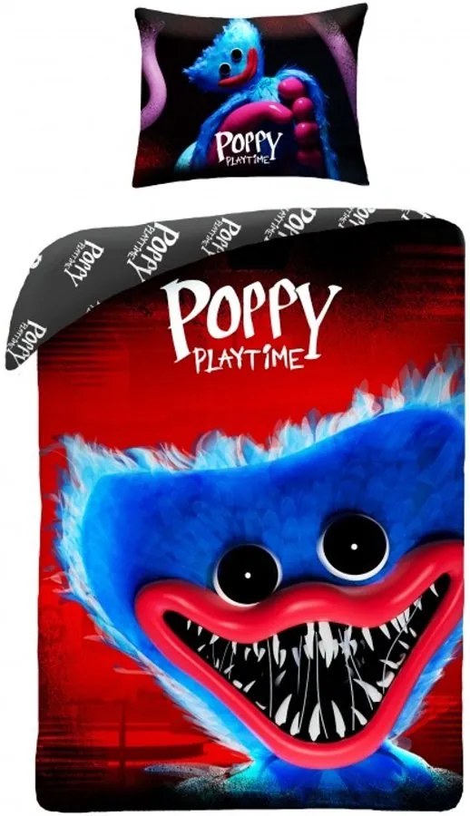 Bavlněné ložní povlečení Poppy Playtime - motiv Huggy Wuggy - 100% bavlna - 70 x 90 cm + 140 x 200 cm