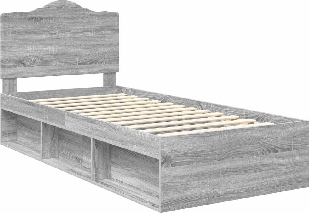 Rám postele s čelo Šedá Sonoma 90 x 200 cm Masivní borové dřevo 3413358