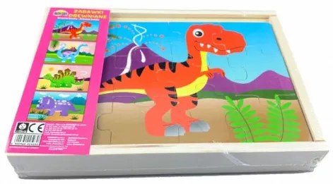 Dromader Dřevěné puzzle, Dinosauři 4 zvířata