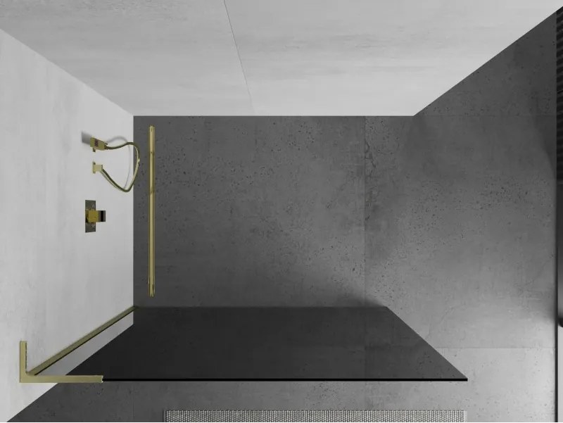 Mexen Kioto L, sprchová zástěna Walk-In 120 x 200 cm, 8mm šedé sklo, zlatý matný profil, 800-120-103-55-40