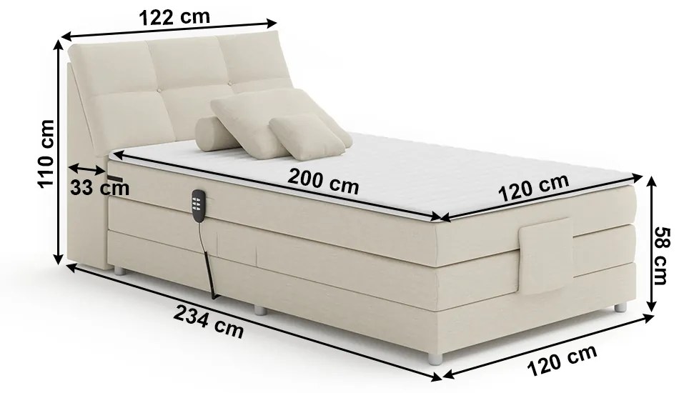 Béžová polohovací postel Chaire Boxspring 120x200 cm