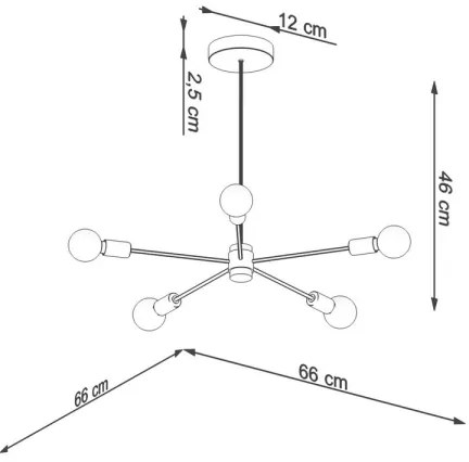 Sollux SL.1022 - Lustr na tyči LANGO 5xE27/60W/230V černá