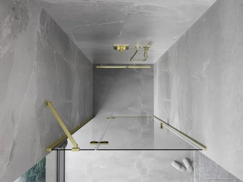 Mexen Mist-H sprchové dveře otevíratelné levé 80 cm, transparentní, zlaté kartáčované - 8A5-080-000-55-00-L