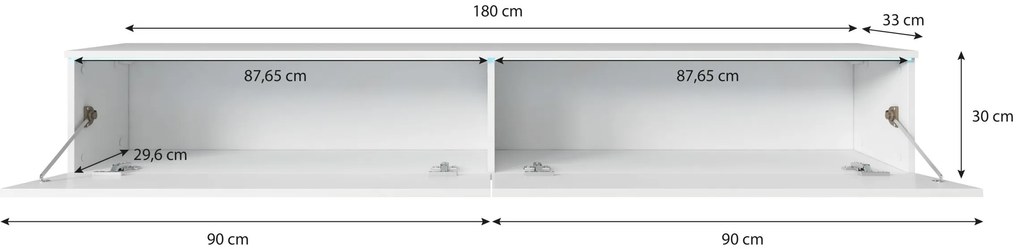 TV stolek CERIEE 180 - beton / bílá lesklá
