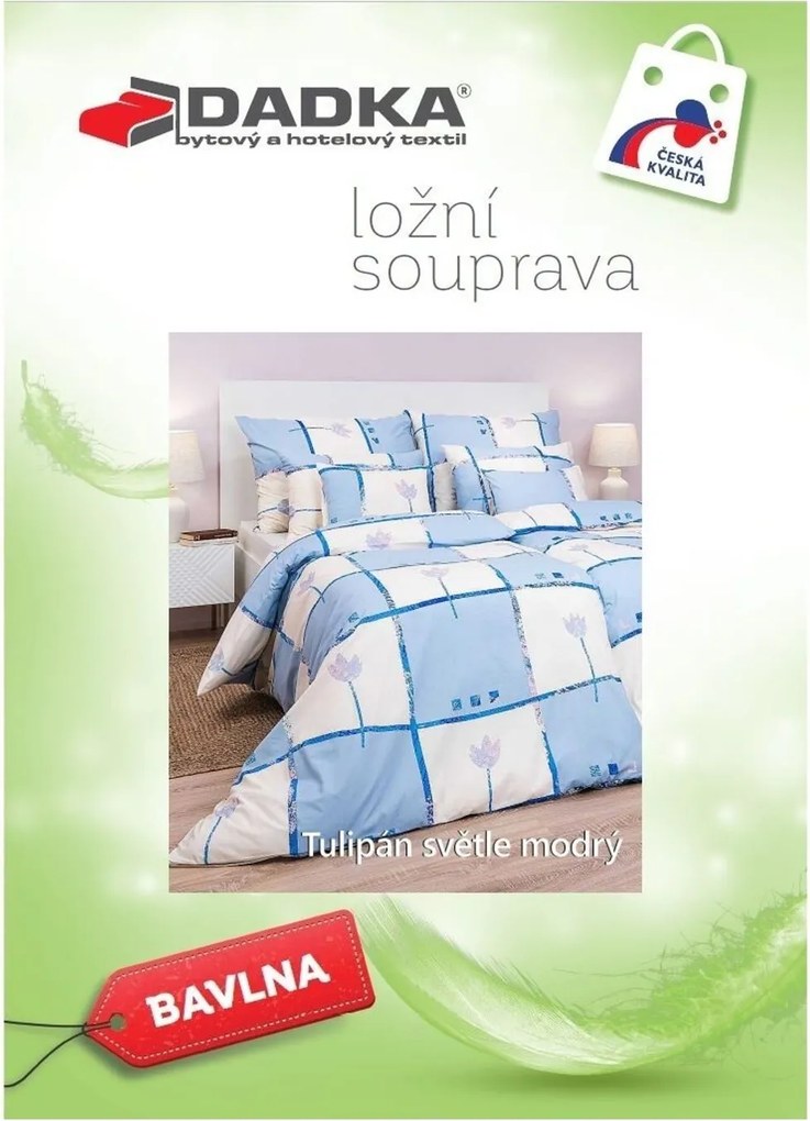 Bavlněné povlečení Tulipán světle modré 140x220, 70x90 cm