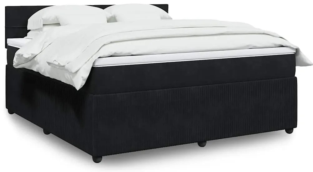 Box spring postel s matrací černá 180x200 cm samet 3290108