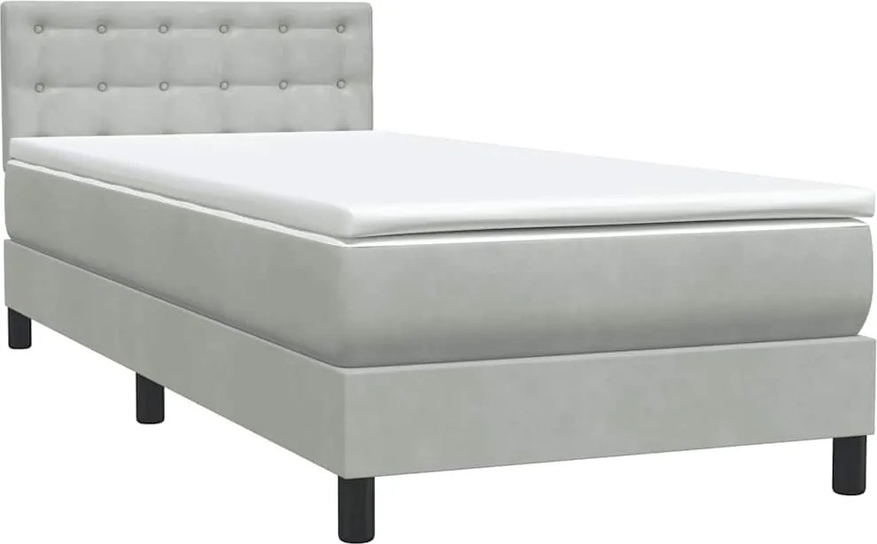 Box spring postel s matrací a LED Světle šedá 90x220 cm Samet 3317295