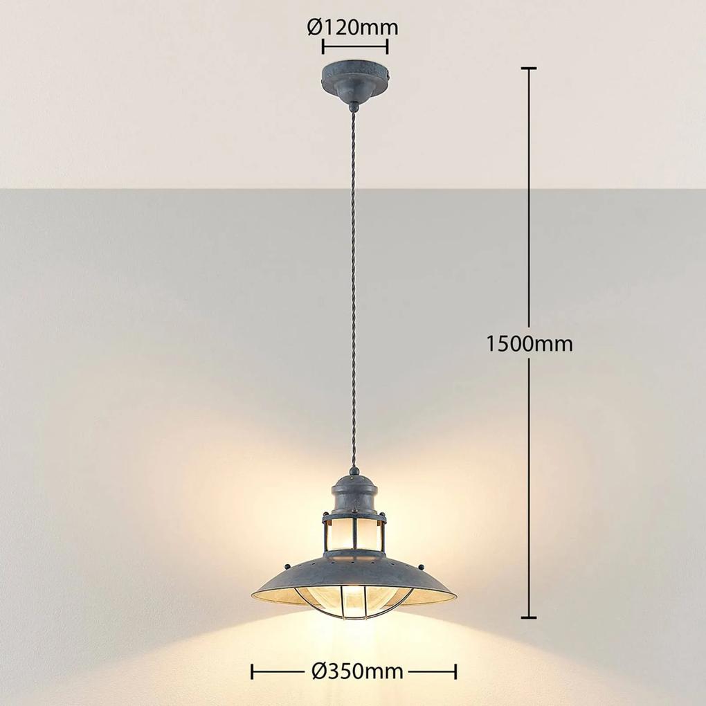Industriální závěsná lampa Louisanne, šedá