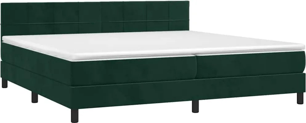 Box spring postel s matrací tmavě zelená 200x200 cm samet 3141326