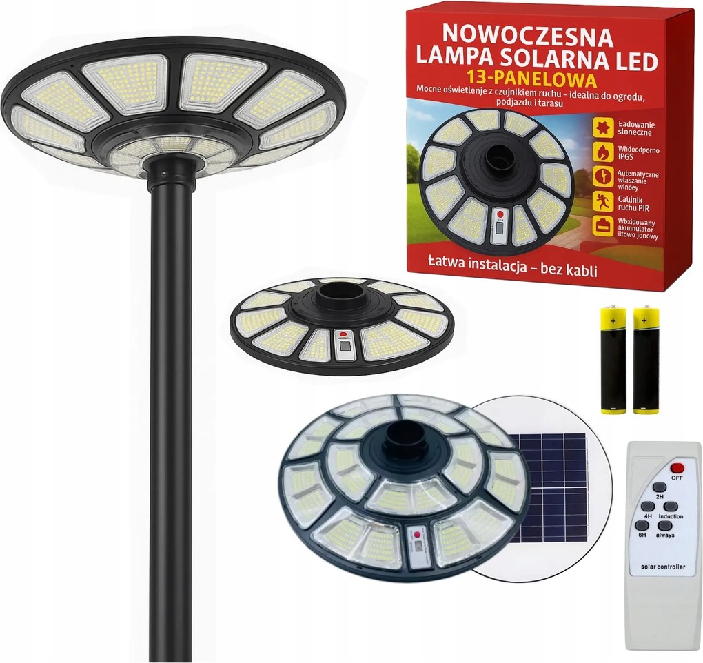 Solární Lampa Zahradní Pouliční Lampa Ufo Senzor Soumraku Pilot 2000W