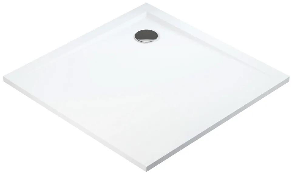 Polimat Čtvercová sprchová vanička z minerálního kompozitu Perrito SQ 80x80 (90x90) Barva: Bílá - kamenná struktura, Rozměry (cm): 80x80
