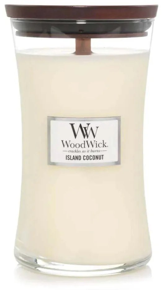 WoodWick - vonná svíčka Island Coconut (Kokosový ostrov) 609g