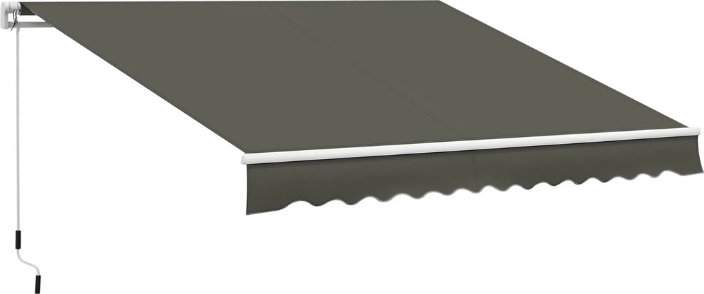 Manuální výsuvná markýza Outsunny 350x250 cm – Balkonová markýza s voděodolným a UV30+ ochranným kovovým kličkou pro venkovní použití | Aosom