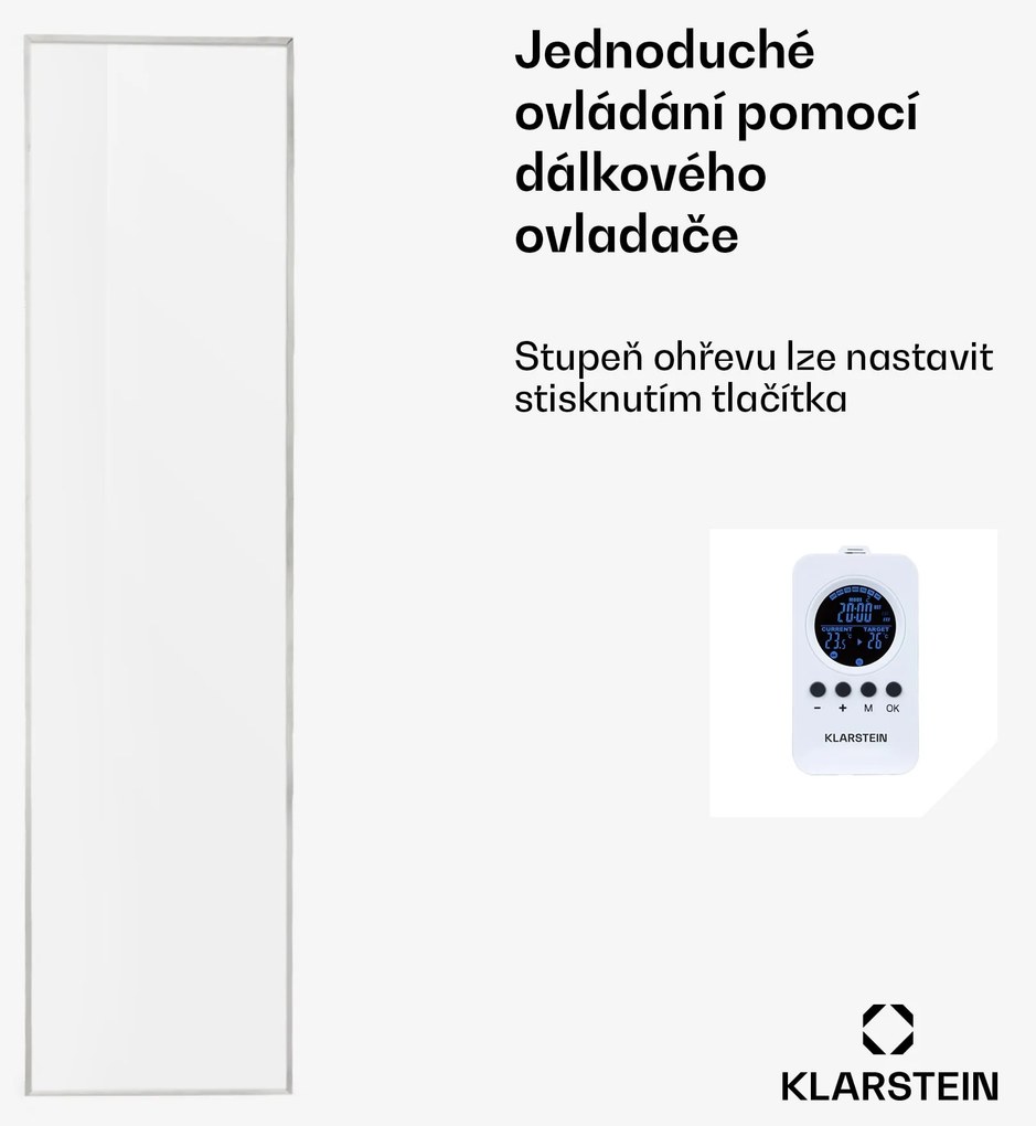 Klarstein Wonderwall Air 36, infračervený ohřívač, nástěnný, 120 x 30 cm, 360 W, dálkový ovladač, bílý
