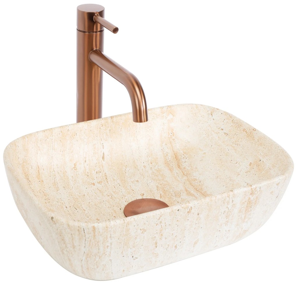 Rea Belinda Mini, umyvadlo na desku 360 x 255 x 115 cm, imitace kamene matná, REA-U4700